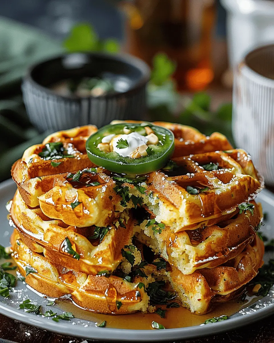 Cheddar Jalapeño Cornbread Waffles